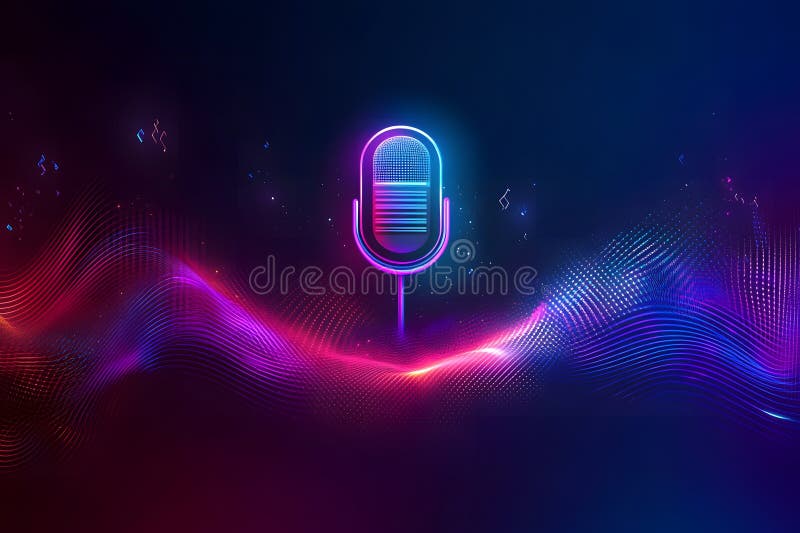 AI Voice Assistant with Glowing Sound Waves Stock Illustration ...