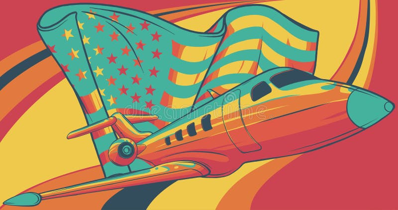 Vector Illustration of Airplane with American Flag Stock Vector ...