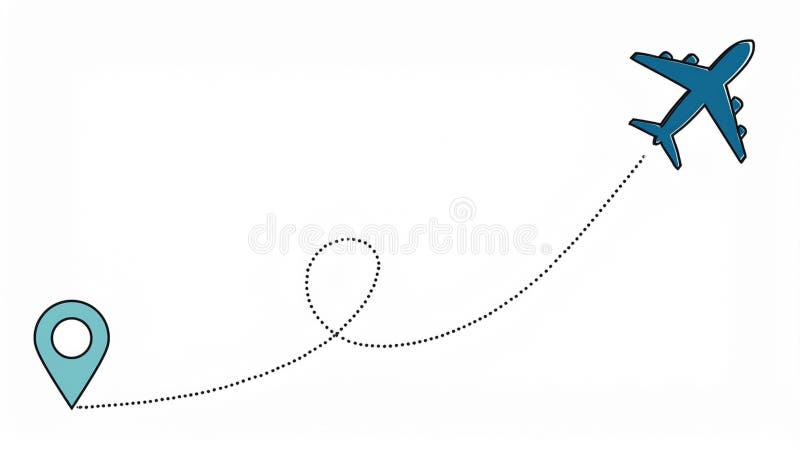 Vector Illustration of Airplane with Traffic Line and Navigation Marker ...