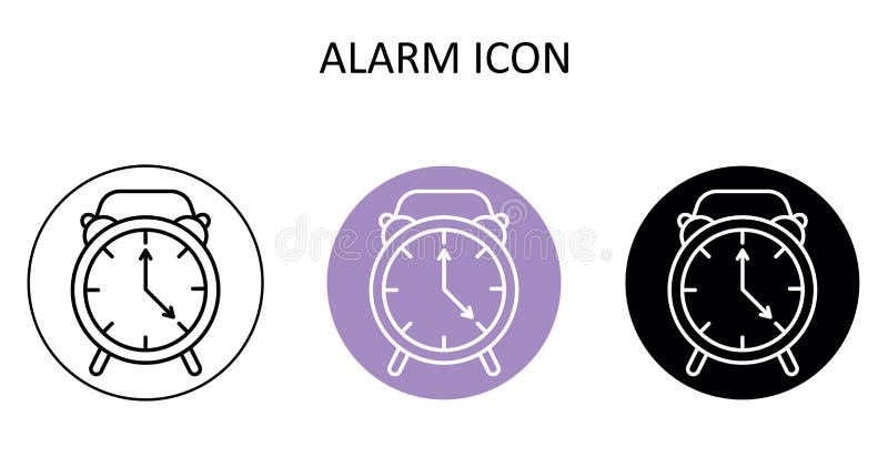 Vector Illustration with Alarm. Outline Icon Stock Vector ...