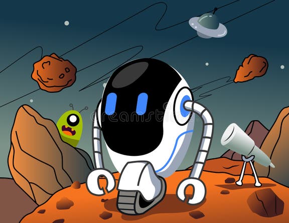 Alien Robot Outer Space Vector Illustration Stock Vector - Illustration ...