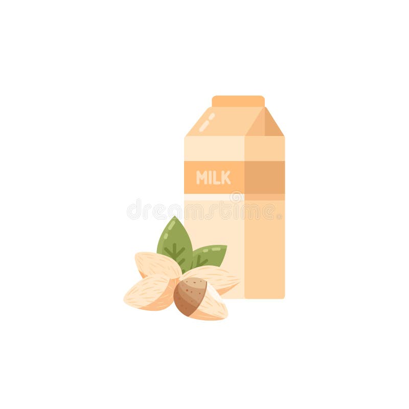 Almond Milk Vector Icon in Flat Style Stock Vector - Illustration of ...