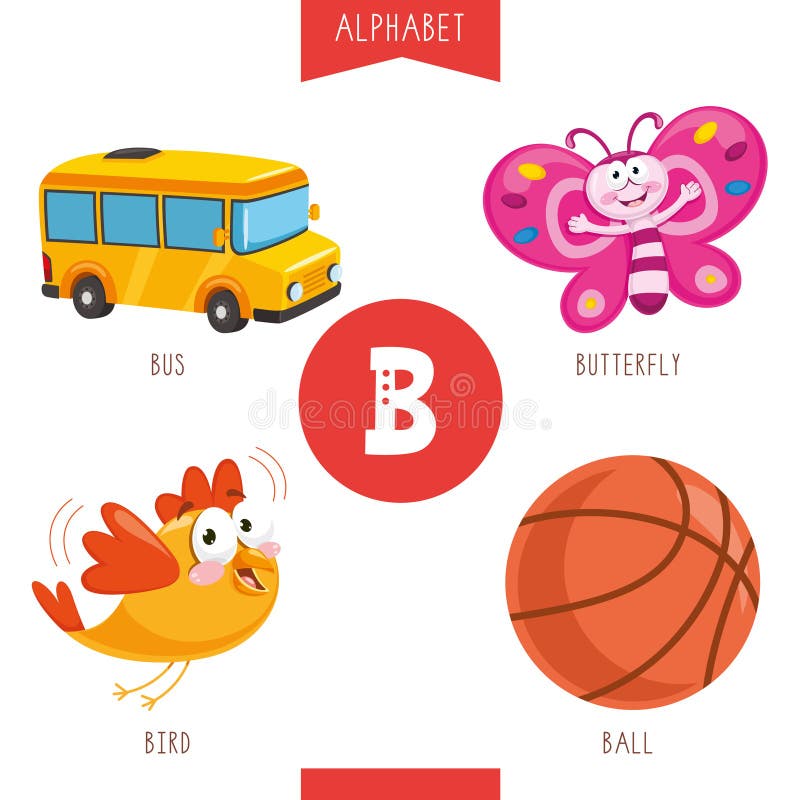 Vector Illustration of Alphabet Letter B and Pictures Stock Vector ...