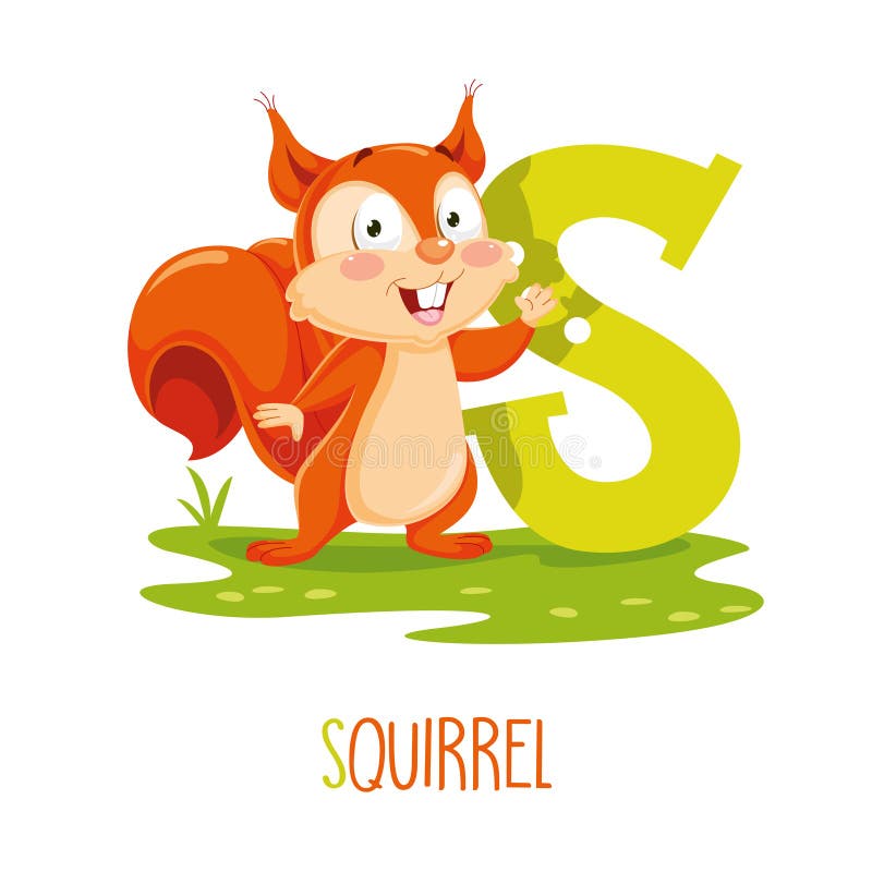 Vector Illustration Of Alphabet Letter S And Squirrel Stock Vector ...