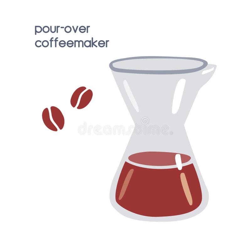 Vector Illustration Alternative Way of Brewing Coffee - Pour Over Glass ...