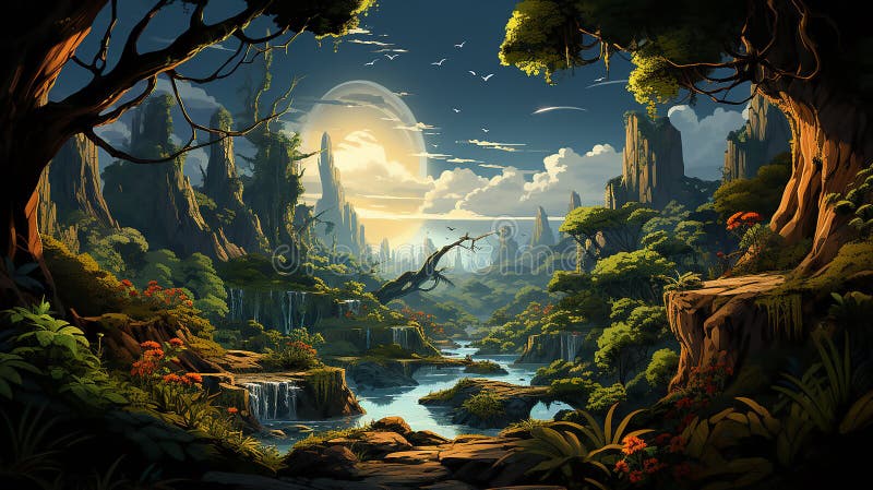 Vector Illustration of Amazon Jungle Stock Illustration - Illustration ...