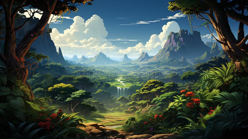 Vector Illustration of Amazon Jungle Stock Illustration - Illustration ...