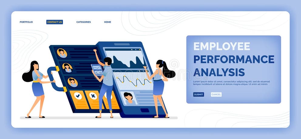 Vector Illustration of Analyze Employee Performance with Apps and Artificial Intelligence ...