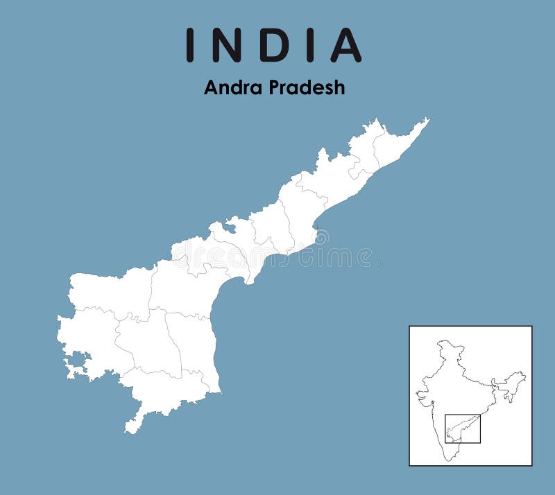Vector Illustration of Andhra Pradesh Map with Outline Border Stock ...
