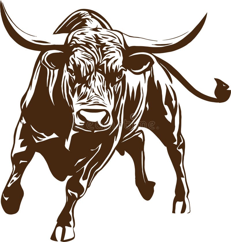 Angry Bull Running Forward Vector Stencil Stock Illustration ...