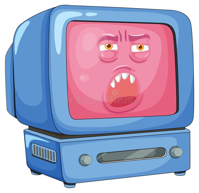An Angry Cartoon Television Stock Vector - Illustration of facial ...