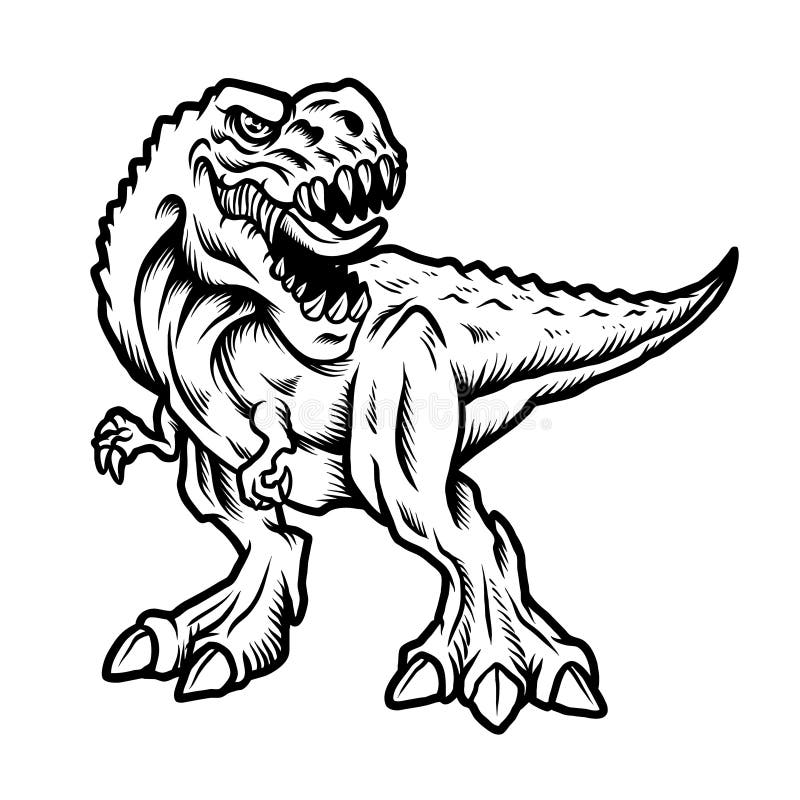 Vector Illustration of Angry Raptor with a Big Mouth Open and Sharp ...