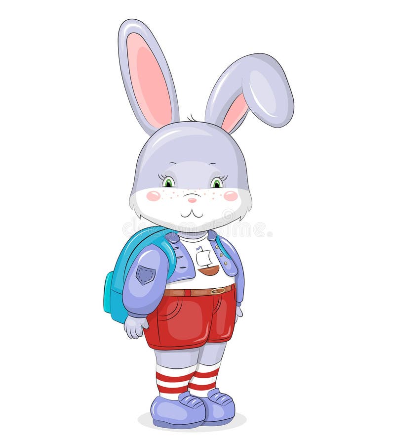 Rabbit Cartoon With Backpack Stock Vector - Illustration of isolated ...