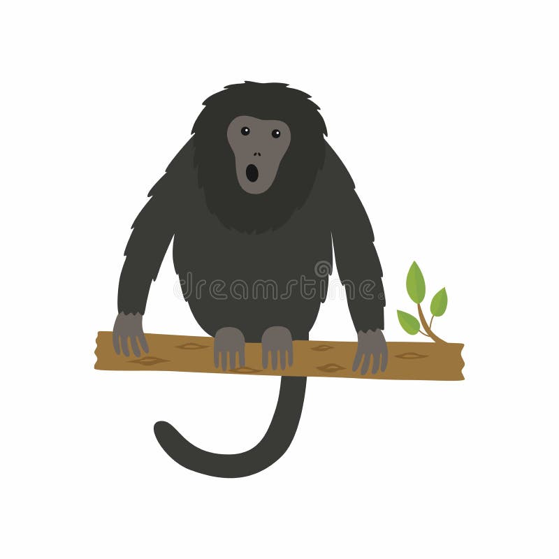 Vector Illustration of Animal Howler Monkey, Howling on a Tree Stock ...