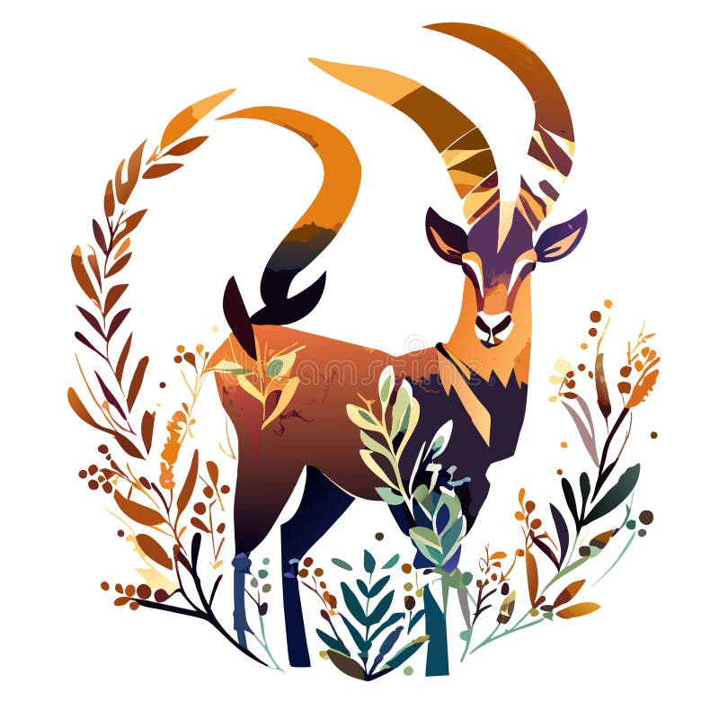 Vector Illustration of Antelope in the Jungle. Animal Design for Print ...