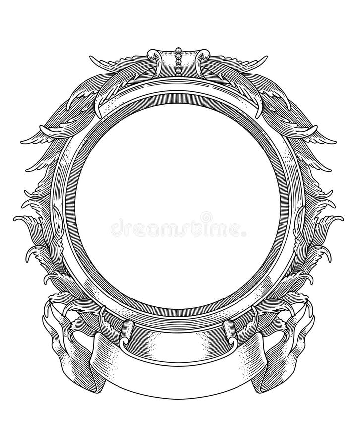 Vector Illustration of Antique Engraving Frame Monochrome Style Stock ...