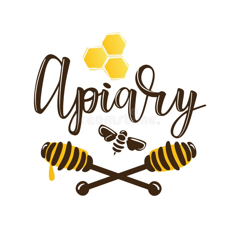 Vector Illustration of a `apiary` Lettering Stock Vector - Illustration ...