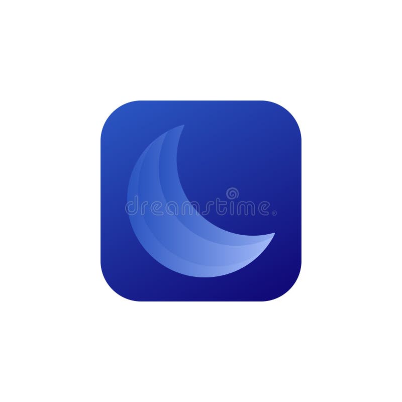 Vector Illustration of App Icon Design. Moon App Icon. Blue Color with ...