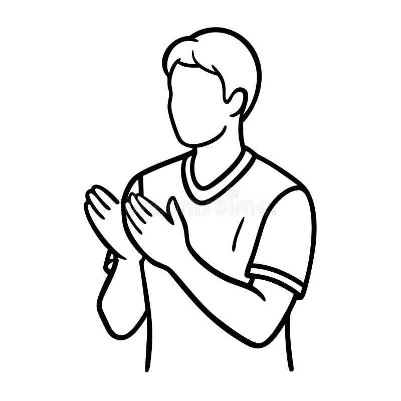 Vector Illustration Applauding Person Outline for Sign Language or ...