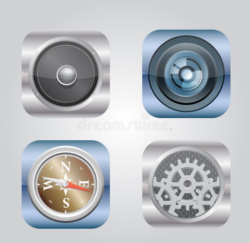 Camera apps icon set stock vector. Illustration of metal - 27067453