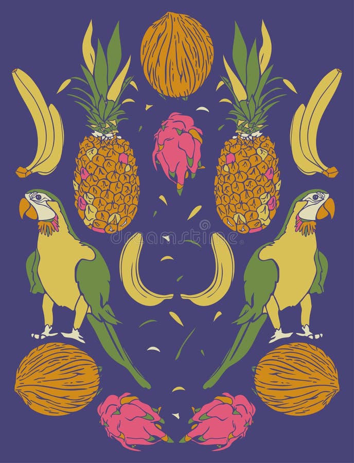 Vector Illustration with Ara and Fruit Stock Illustration ...