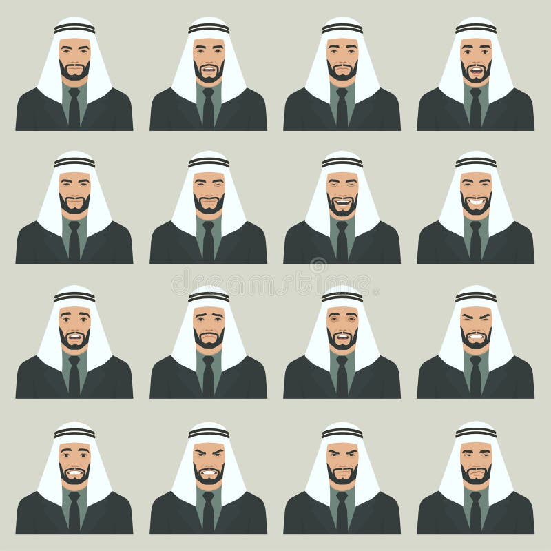 Vector Illustration of a Arabic Face Expressions Stock Vector ...