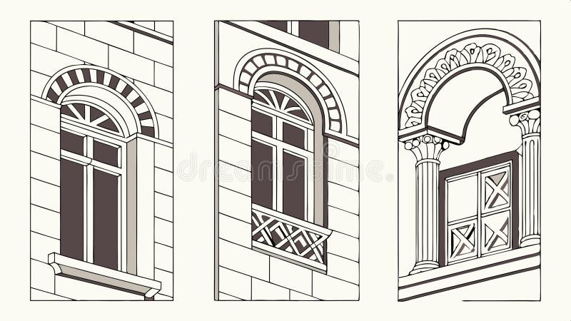 Arched Window Illustration, Architectural Design Vector Design ...