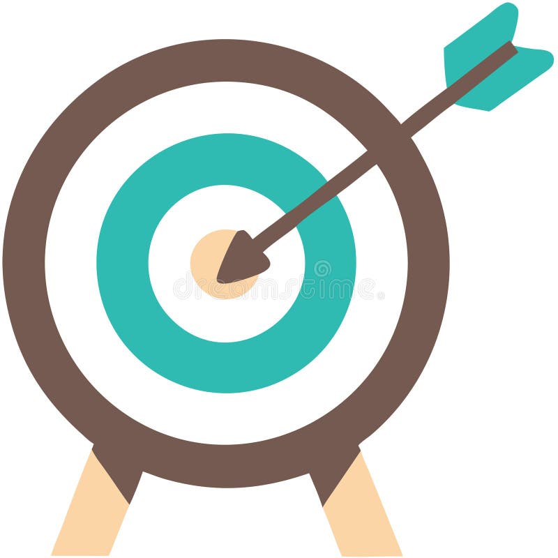 Vector Illustration of Archery Target with Arrow in Bullseye ...