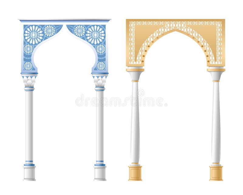Vector Illustration of Architectural Columns, Pillars and Arches ...