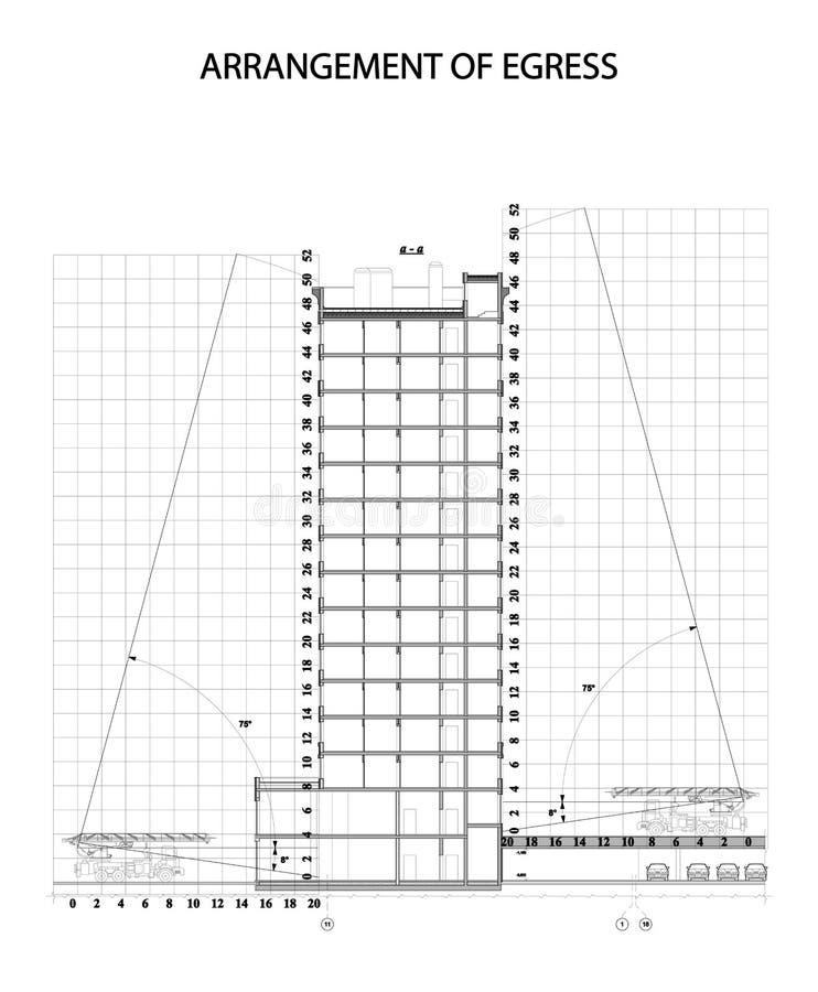 Vector Illustration of Arrangement Egress / Emergency Drawing ...
