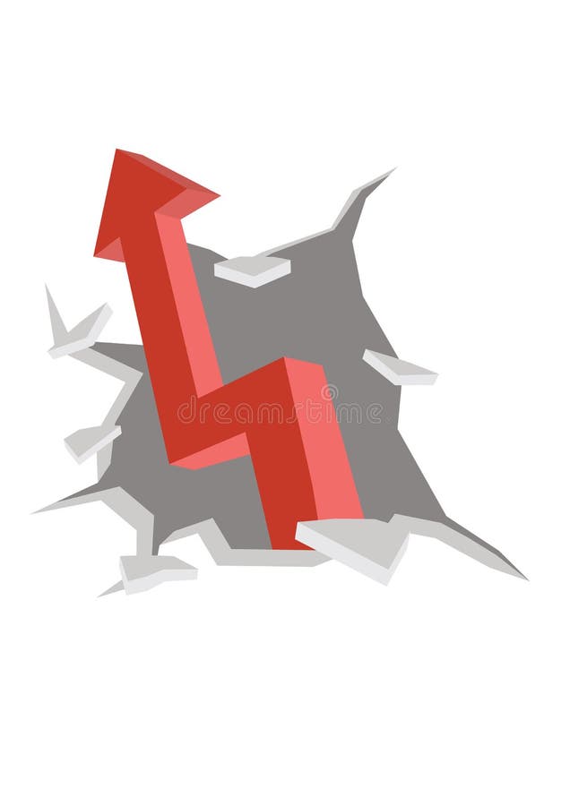 Vector Illustration of Arrow Breaking Break Wall Stock Vector ...