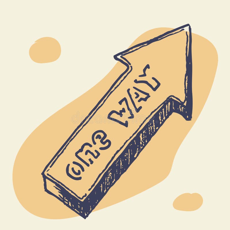Vector Illustration with Arrow Pointer with One Way Handwritten ...