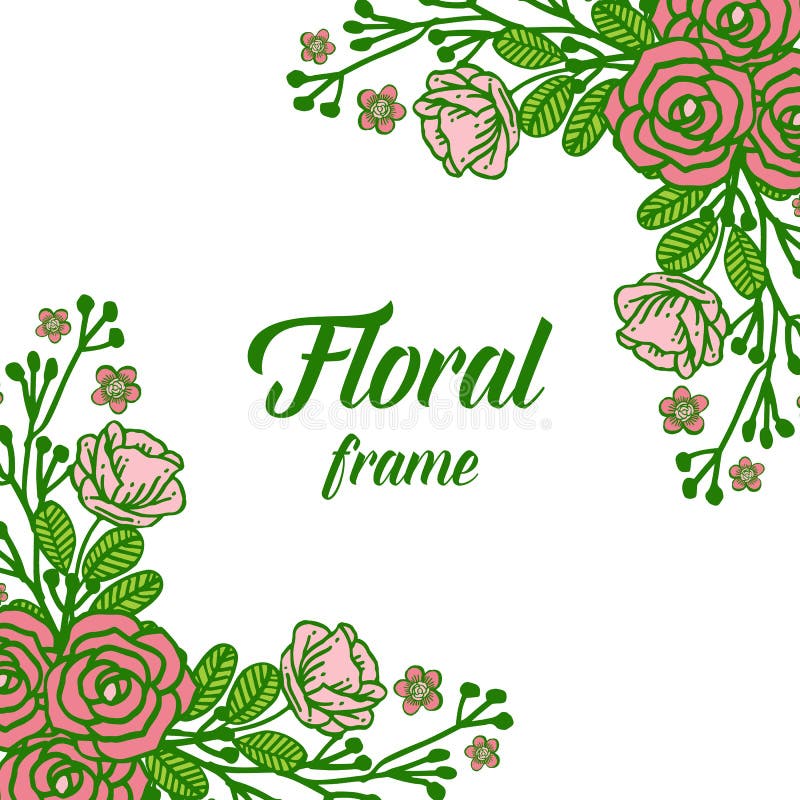 Vector Illustration Art Decor Style Frame Flower Rose Stock Vector ...