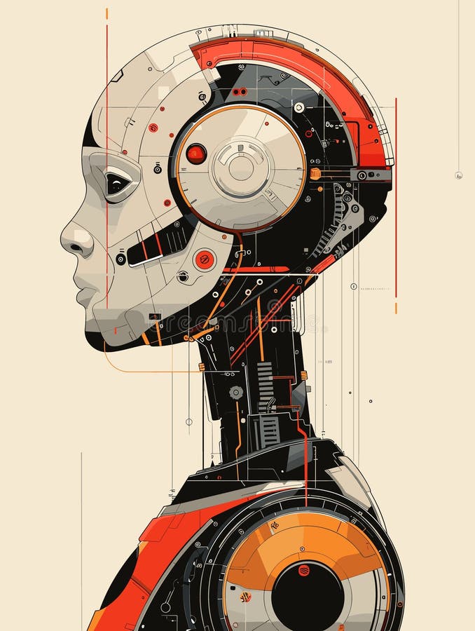 Vector Illustration of Artificial Intelligence Robot. Futuristic Cyborg ...