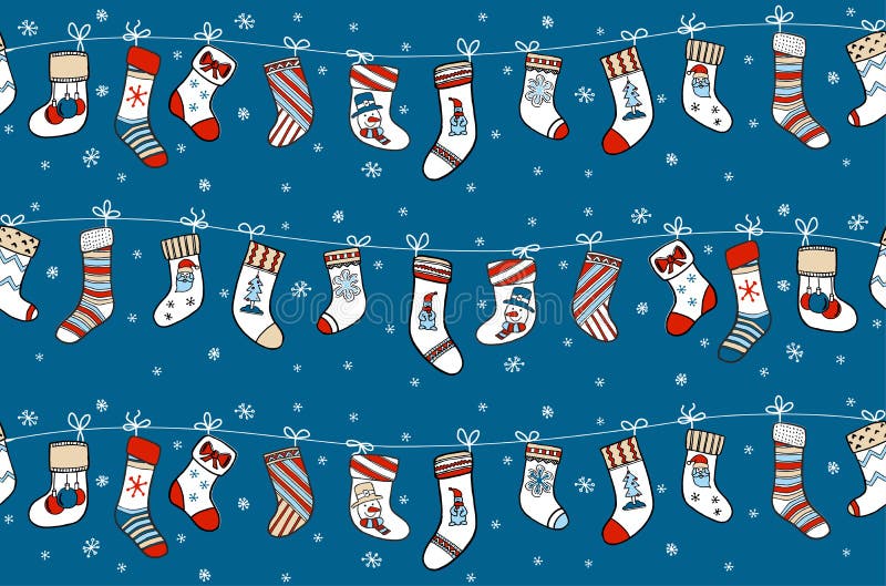 Vector Illustration of an Assortment of Christmas Stockings. Christmas ...