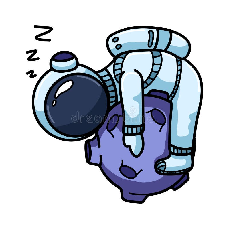Vector Illustration of Astronaut Sleeping on Meteorite Stock ...