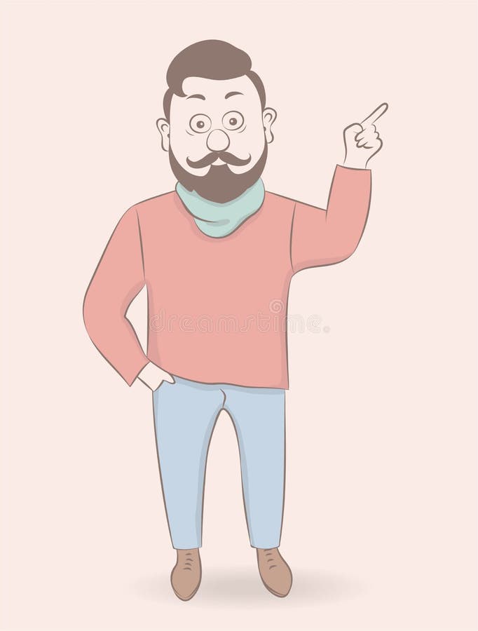 Vector Illustration Attractive Man,the Man Held Up His Hand,cartoon ...