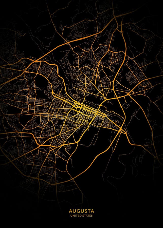Vector Illustration of Augusta, USA, Featuring a Map of the City Stock ...