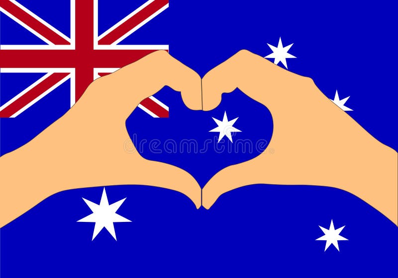 Vector Illustration of Australia Flag and Hands Making a Heart Shape ...