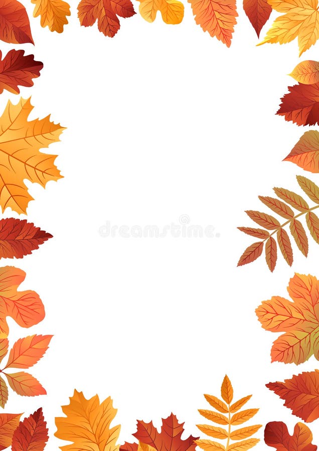 Vector Illustration of Autumn Falling Leaves. Seamless Borders Isolated ...
