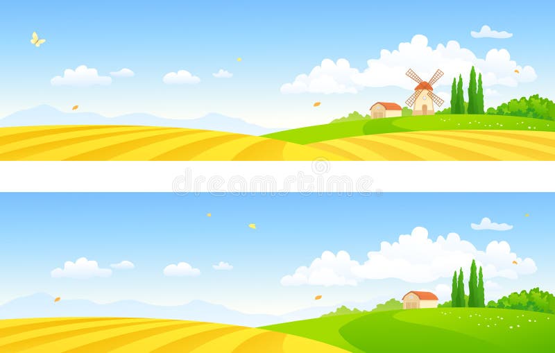 Farm fields banners stock vector. Illustration of field - 156607289