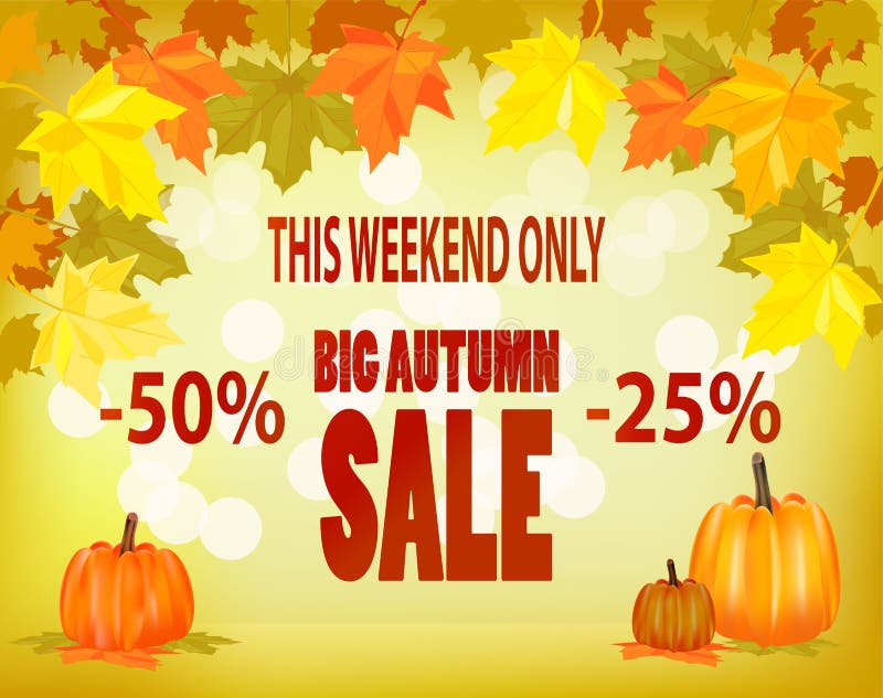 Vector Illustration of Autumn Foliage, Discount. Sales in the Fall ...