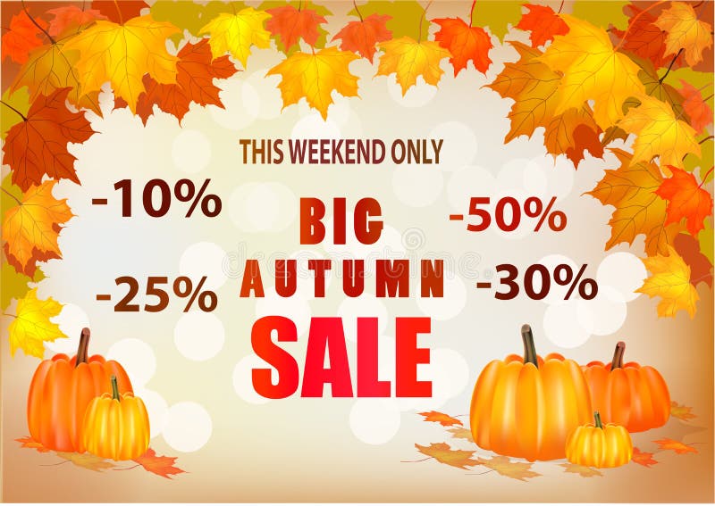 Vector Illustration of Autumn Foliage, Discount. Sales in the Fall ...