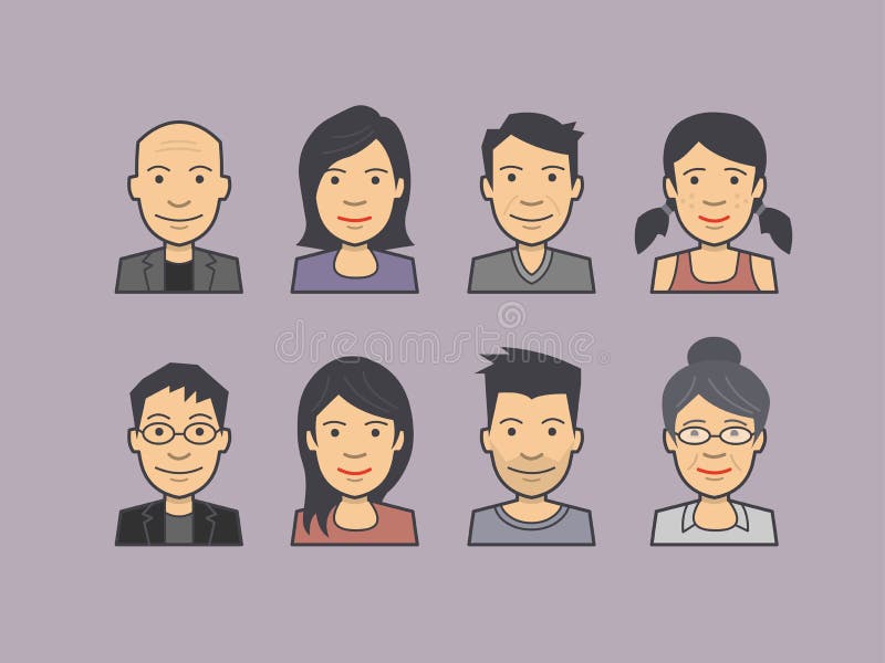 Vector Illustration of Avatar Faces, Characters, People Icons Stock ...