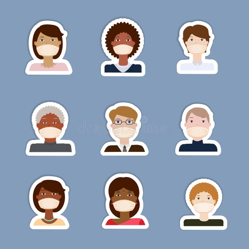 Vector Illustration of Avatars of People Isolated on a Blue Background ...