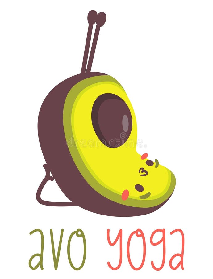 Vector Illustration. Avocado Doing Yoga, Sarvangasana Pose Stock ...