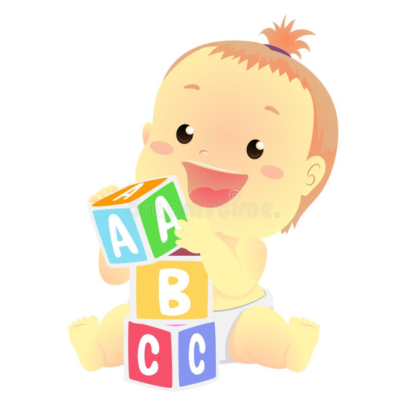 Vector Illustration of a Baby Playing Toy Blocks Stock Vector ...