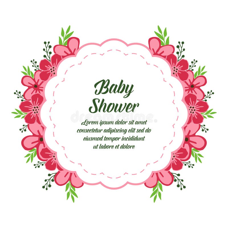 Vector Illustration Baby Shower with Pink Flower Frame Stock Vector ...