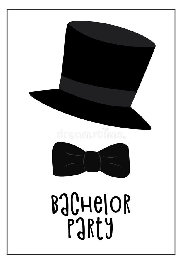 Vector Illustration for Bachelor Party with Hat and Bow Tie on White ...
