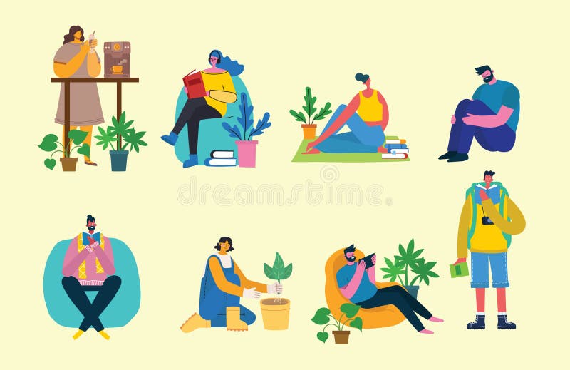 Vector Illustration Background in Flat Design of Group People Doing ...